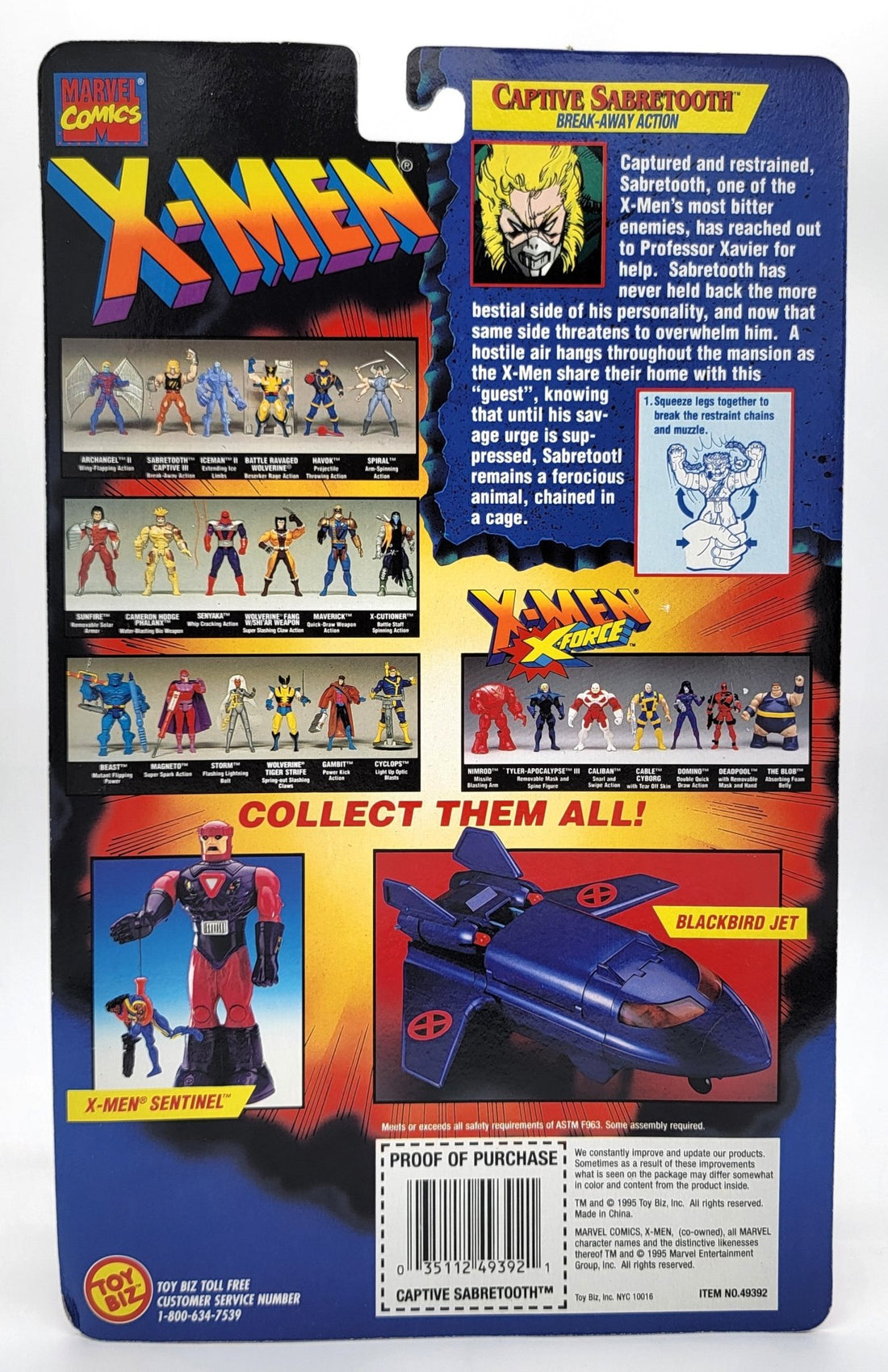 Toy Biz | Invasion Series X-Men Captive Sabertooth 1995 | Vintage ...